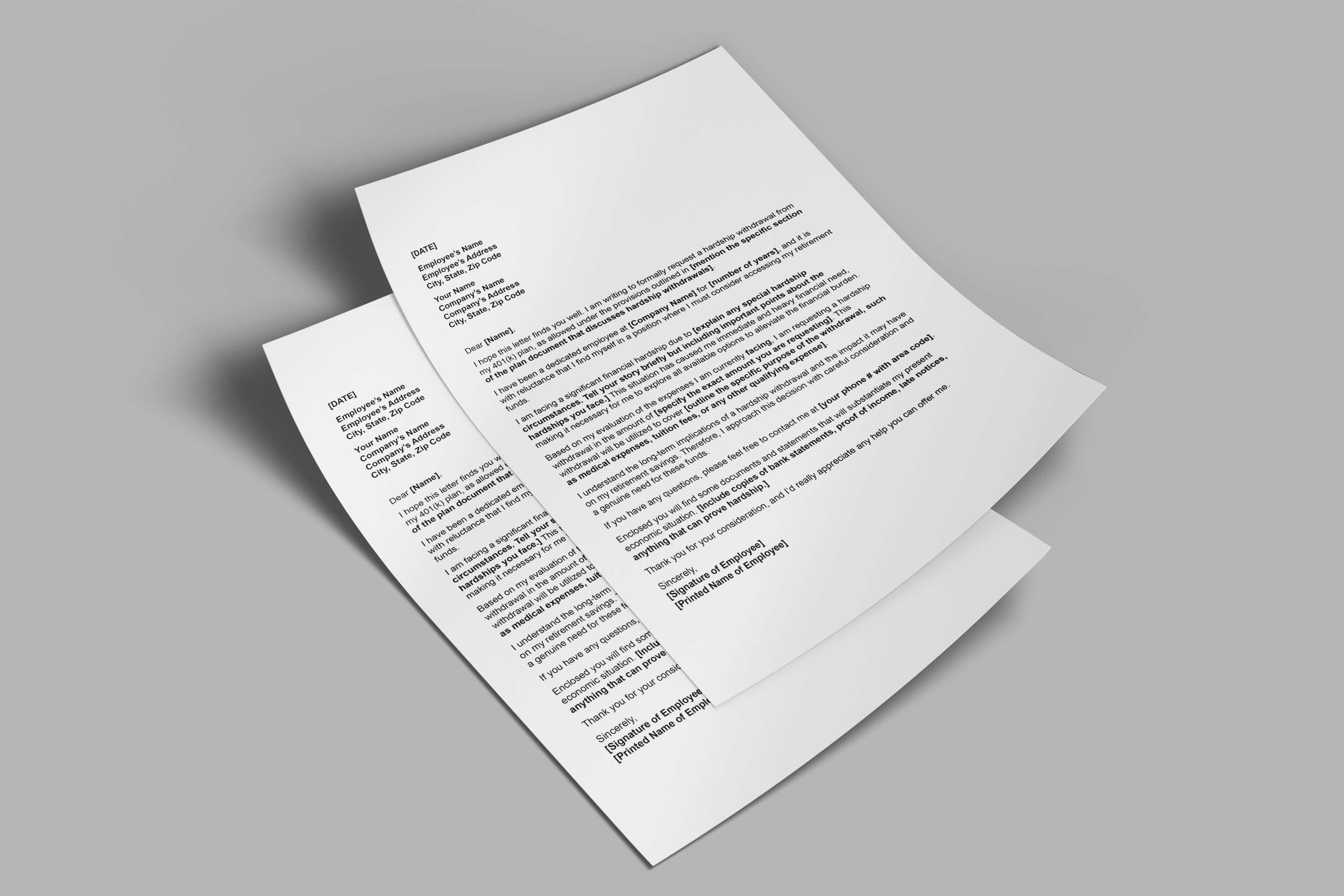 Example 401k Hardship Withdrawal Letter,401k Hardship Withdrawal Letter ...