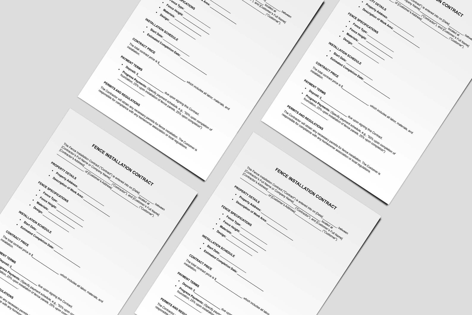 Fence Contract,fence Contract Template,fence Installation Contract ...