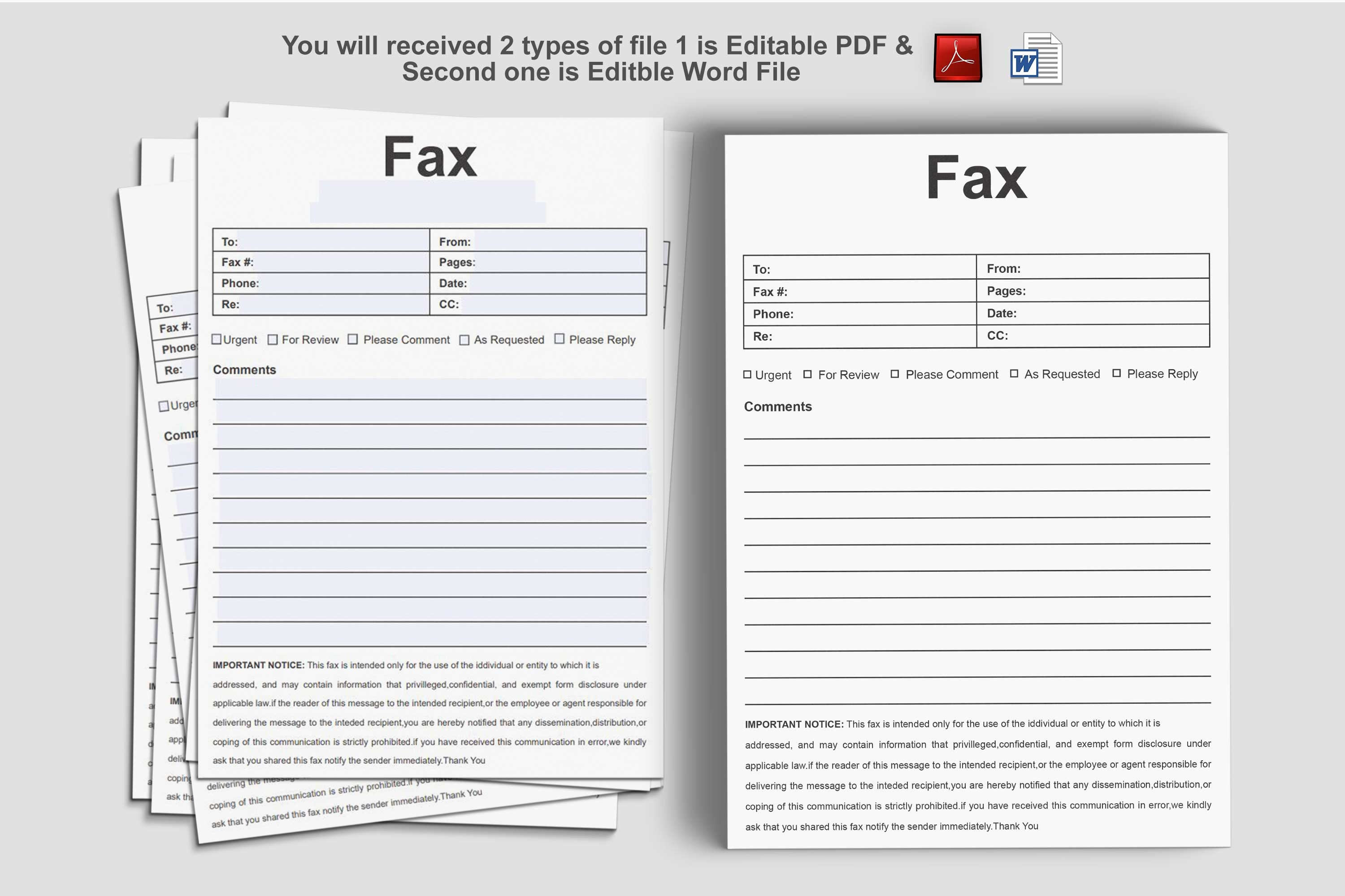 Fax Cover Sheet Template,editable Word Form,fax Transmittal,small ...