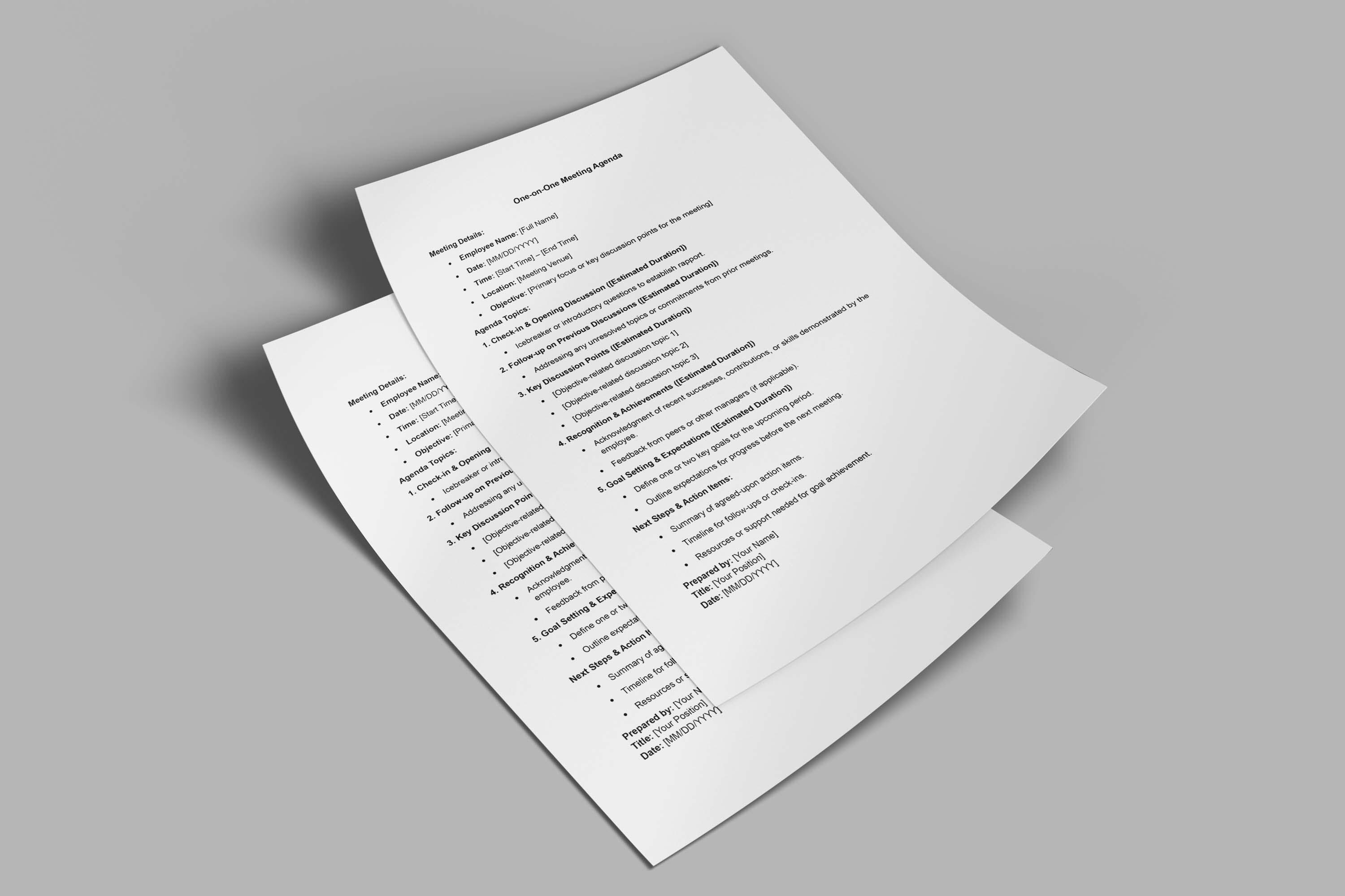 One on One Meeting Template,1 1 Meeting Agenda Template,one on One ...