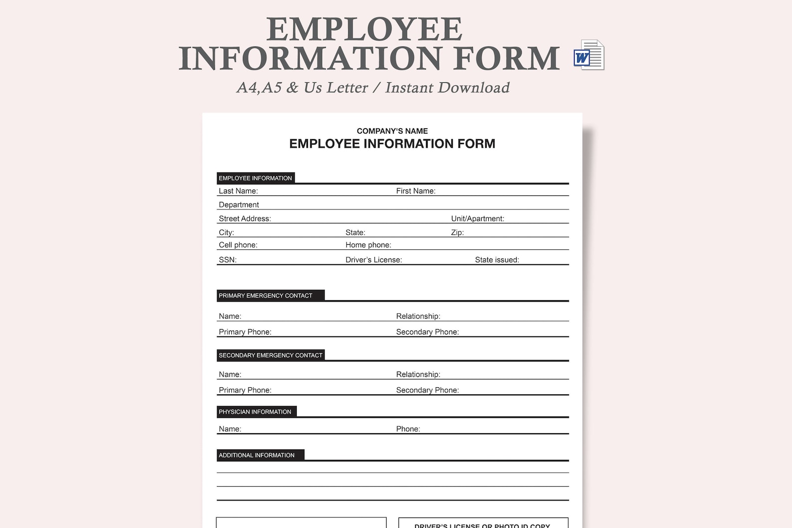 Employee Information Form,new Employee Information Form,employee ...