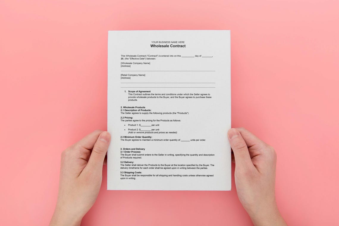 Wholesale Contract,wholesale Contract Template,wholesale Agreement ...