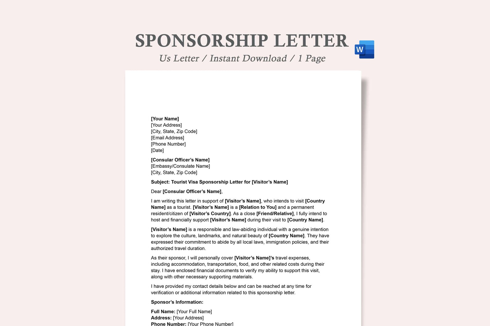 Sponsorship Letter,sponsorship Letter Template,template for Sponsorship ...