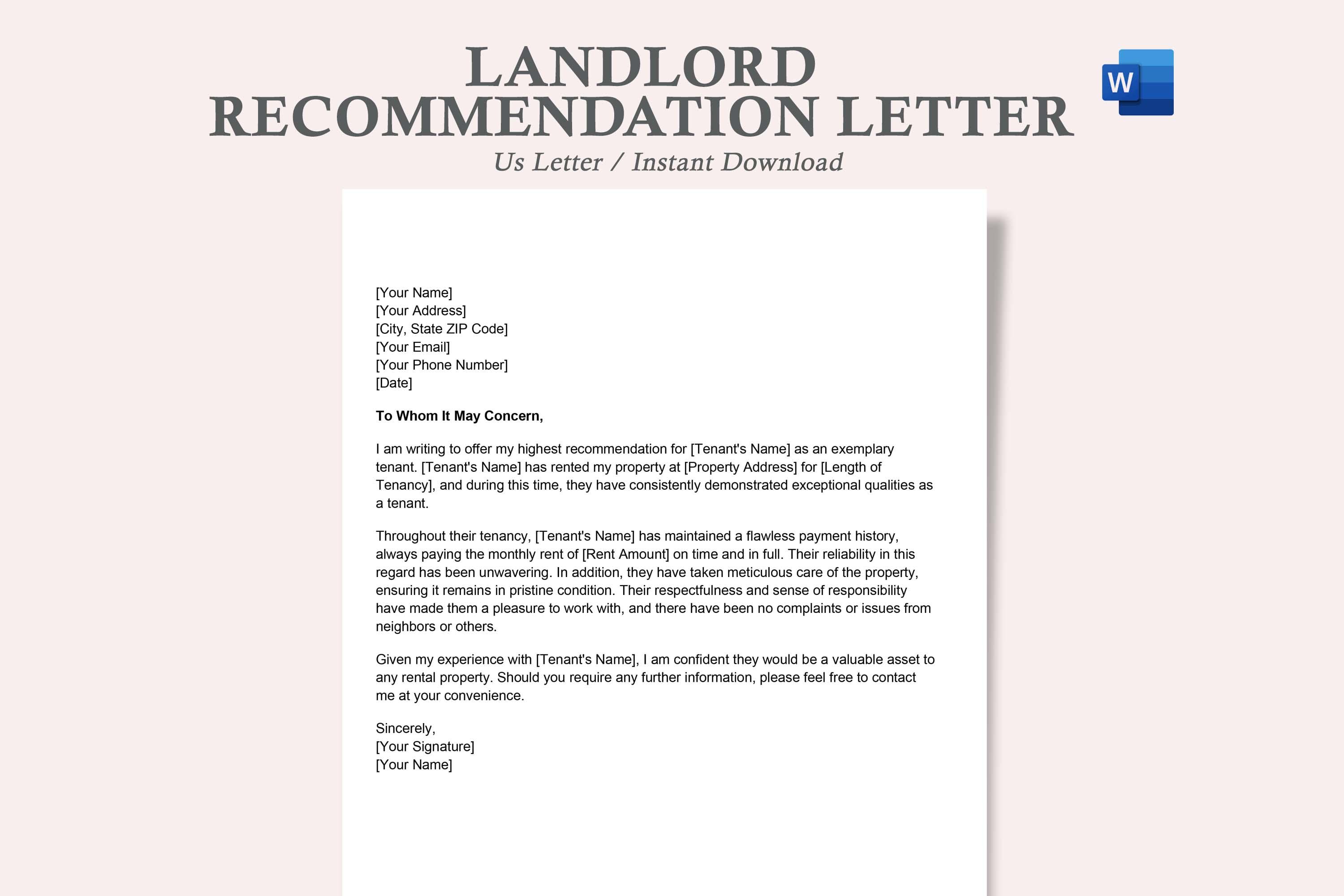 Landlord Recommendation Letter,landlord Reference Letter Template ...
