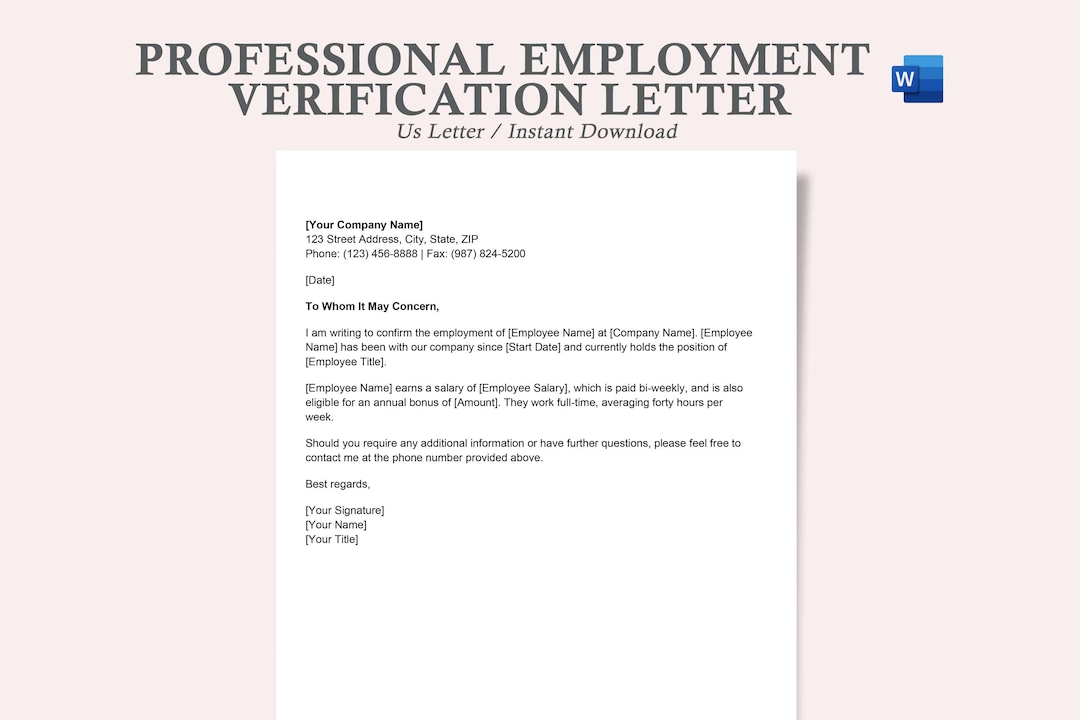 Employment Verification Letter,employment Verification Letter Template ...