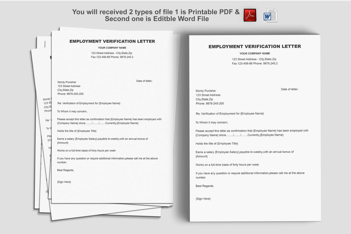 Employment Verification Letter,employment Verification Letter Template ...