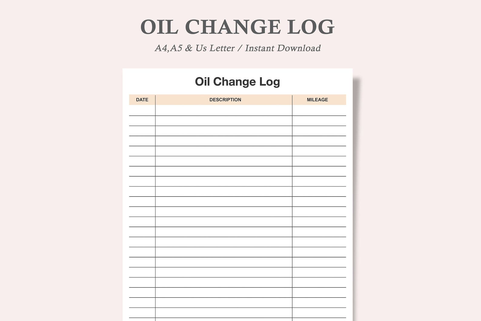 Oil Change Log,mileage Log,mileage Log Book,mileage Log for Taxes ...
