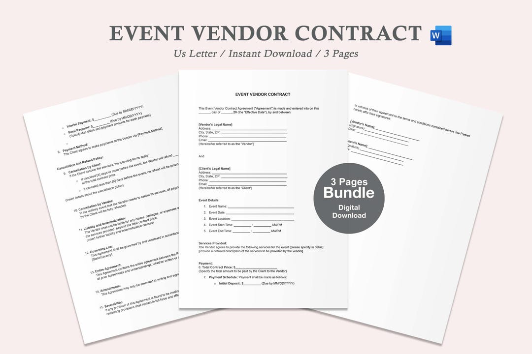 Vendor Contract Template,vendor Agreement Template,new Vendor Form ...