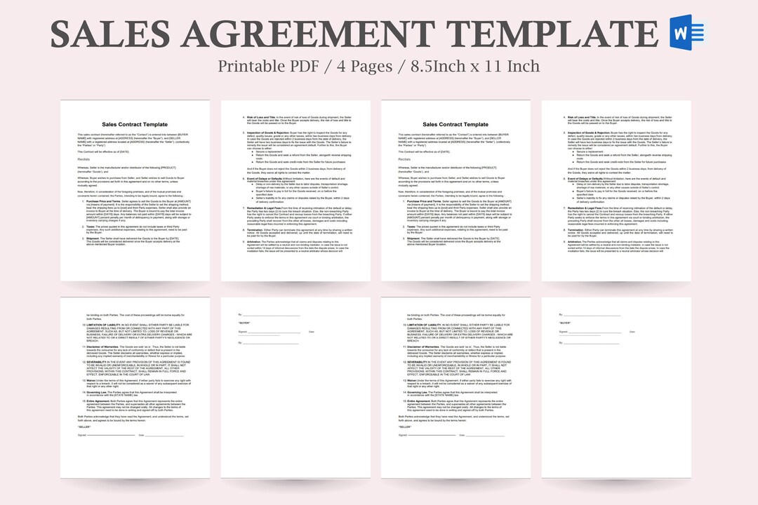 Sales Agreement Contract Template,sales Agreement Template,sales ...
