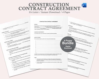 Construction Contract Agreement Template - Etsy UK