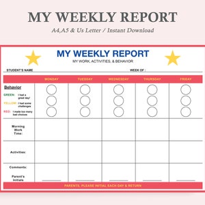 Preschool Weekly Report,weekly Preschool Log,preschool Report - Etsy