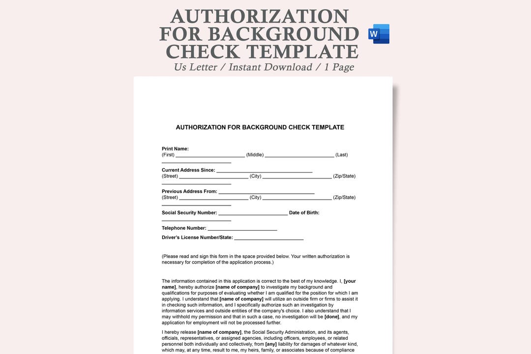 Background Check Consent Form Template,background Check Authorization ...