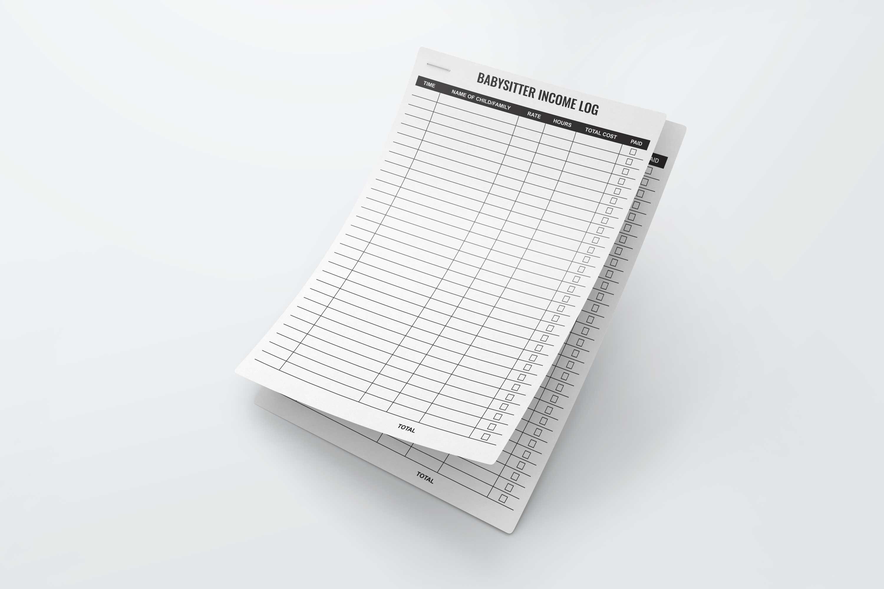 Babysitter Income Log,babysitter Income,child Sitter Tracker,document ...