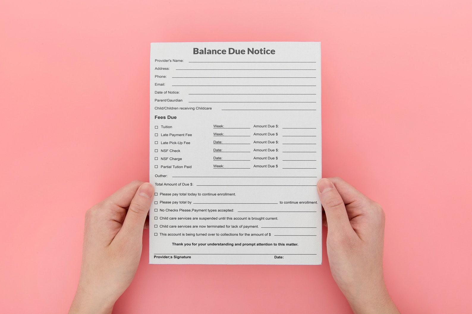 Balance Due Form,balance Due Notice,balance Due Notice Template,notice ...