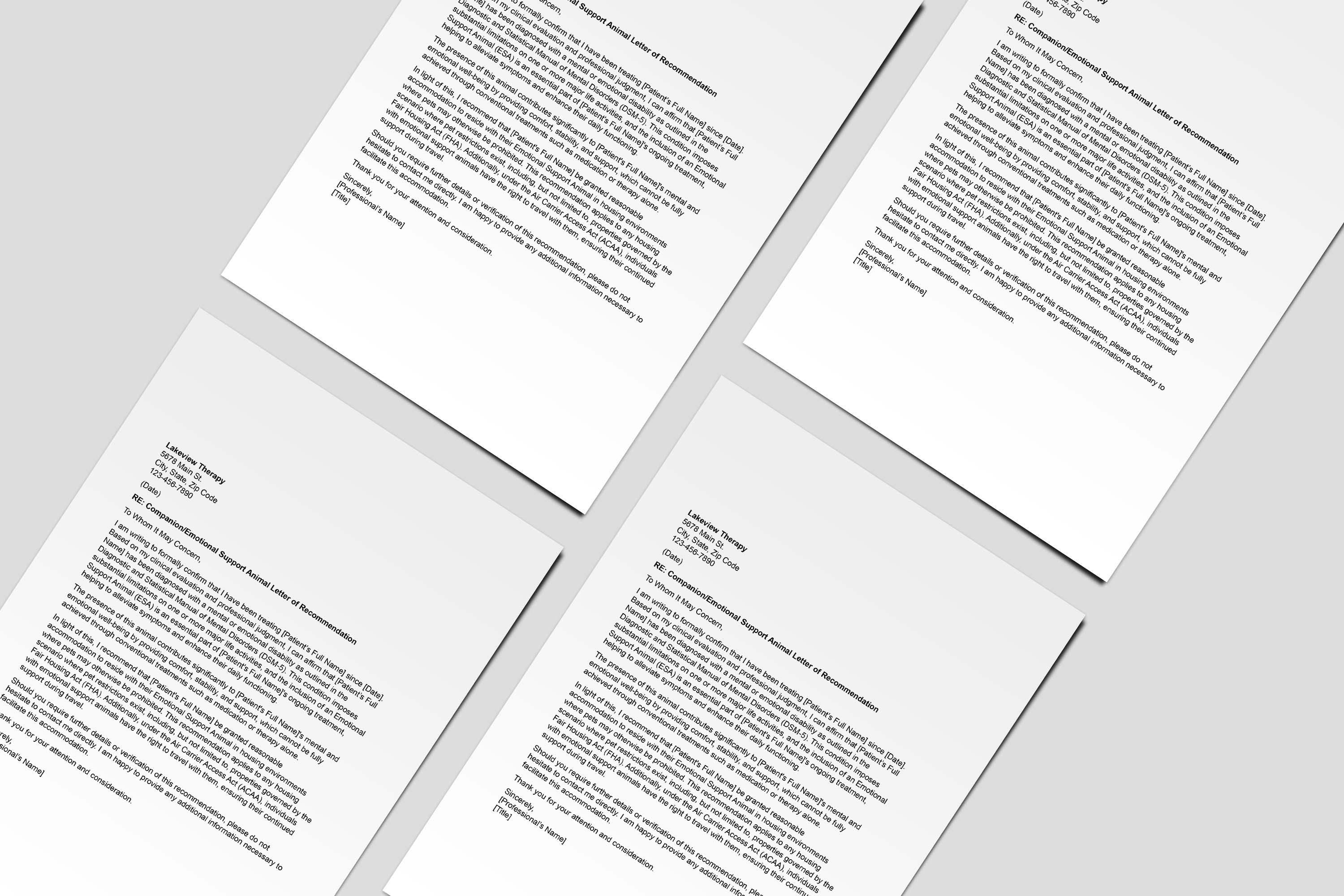 Esa Letter,esa Letter Template,emotional Support Animal Letter,support ...