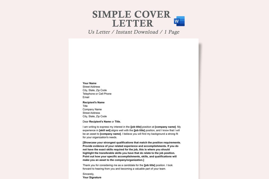 Simple Cover Letter,cover Letter Template,cover Letter Format Word ...