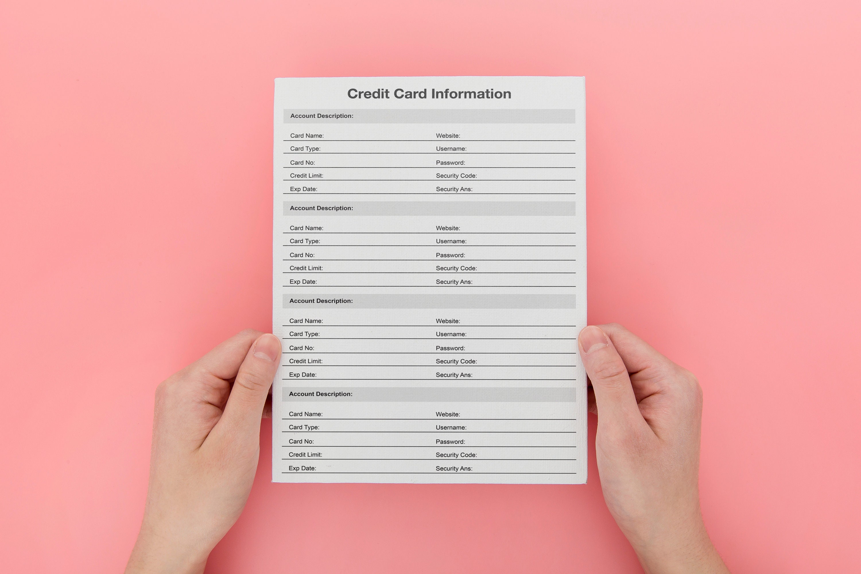 Credit Card Information,bank Account Information,credit Card Insert ...