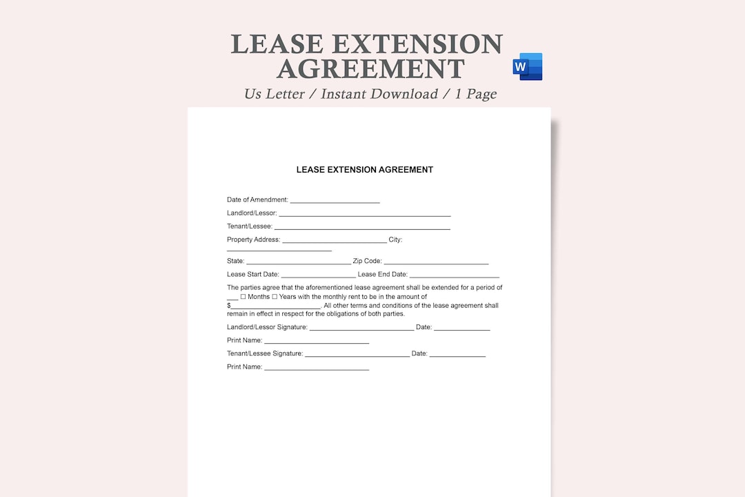 Lease Extension Agreement,lease Extension Agreement Template,lease ...