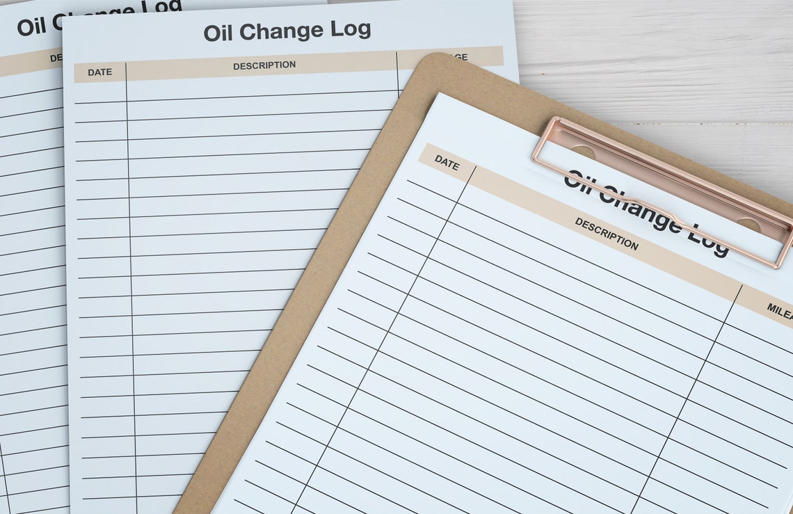 Oil Change Log,mileage Log,oil Change Tracker,oil Change,oil Change ...
