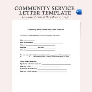 Community Service Letter Template,sample Community Service Letter for ...