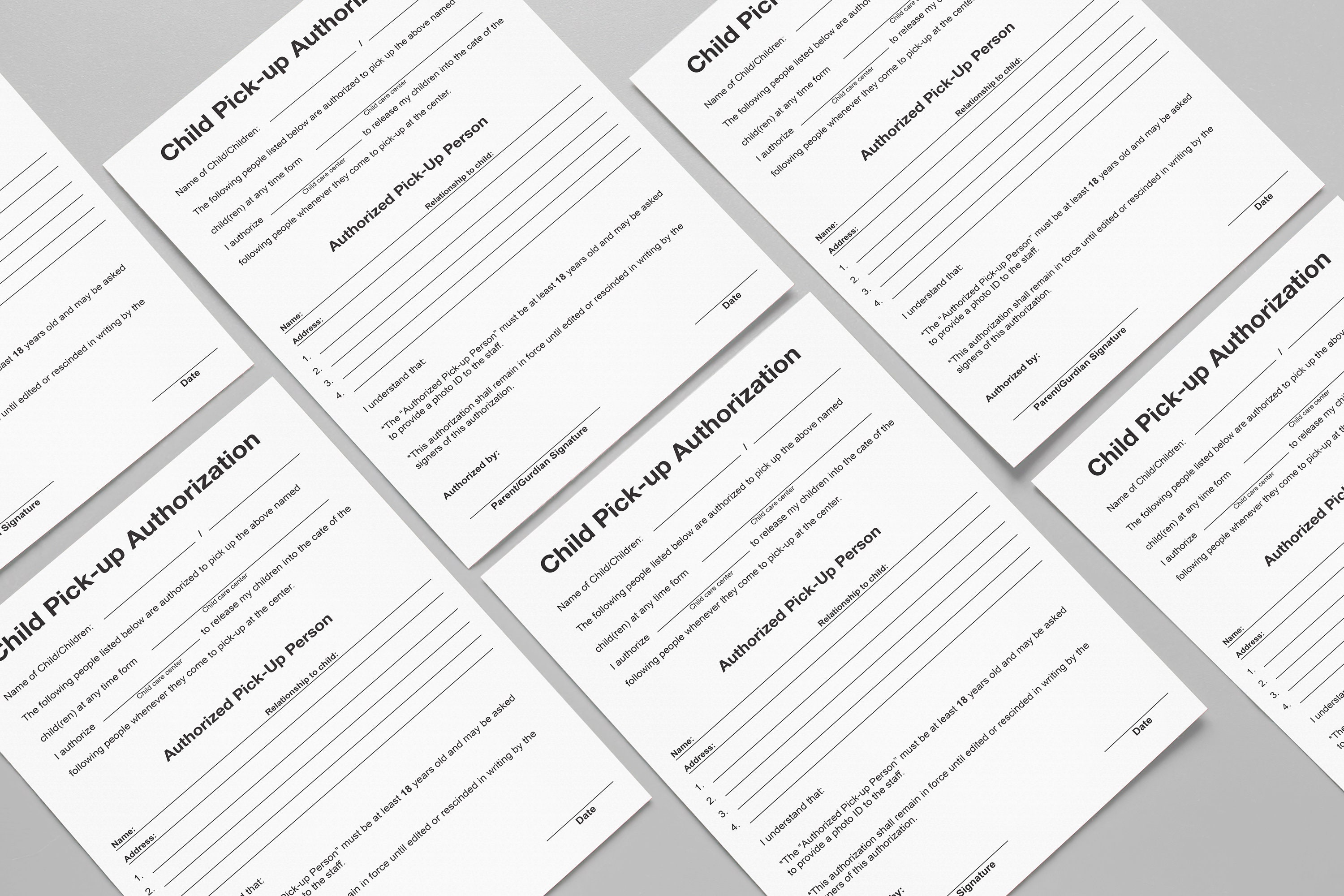 Child Pick-up Authorization Form,daycare Pickup Authorization Form - Etsy