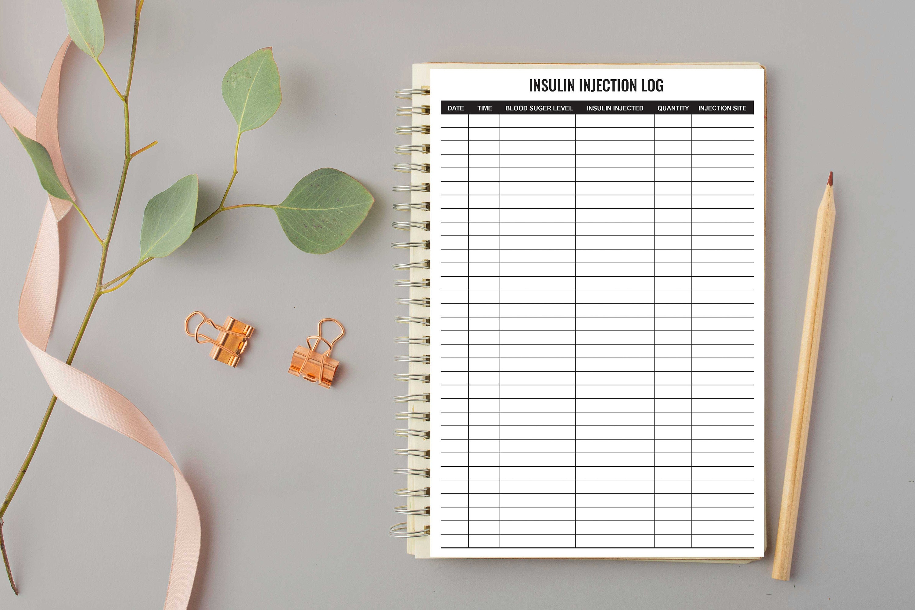 Insulin Injection Log,insulin Tracker,blood Sugar Tracker,diabetes ...