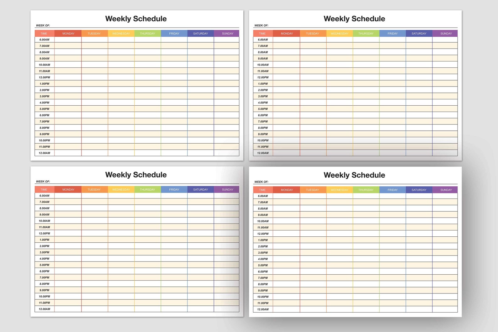 Weekly Timetable Planner,hourly Weekly Schedule Template,weekly Hourly ...
