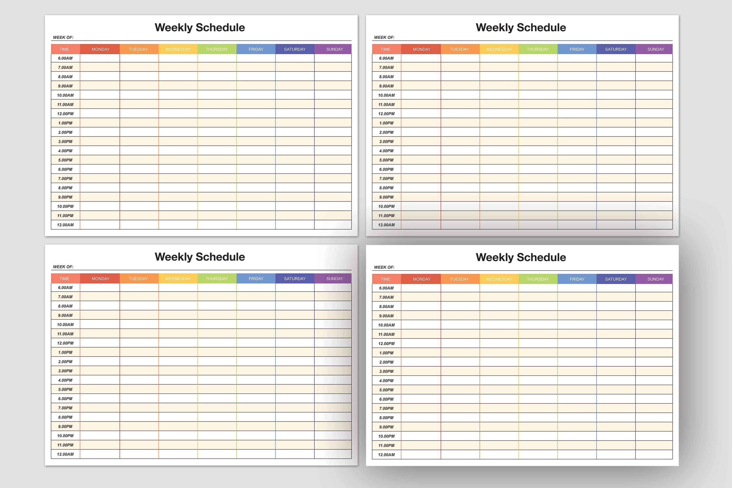 Weekly Timetable Planner,hourly Weekly Schedule Template,weekly Hourly ...