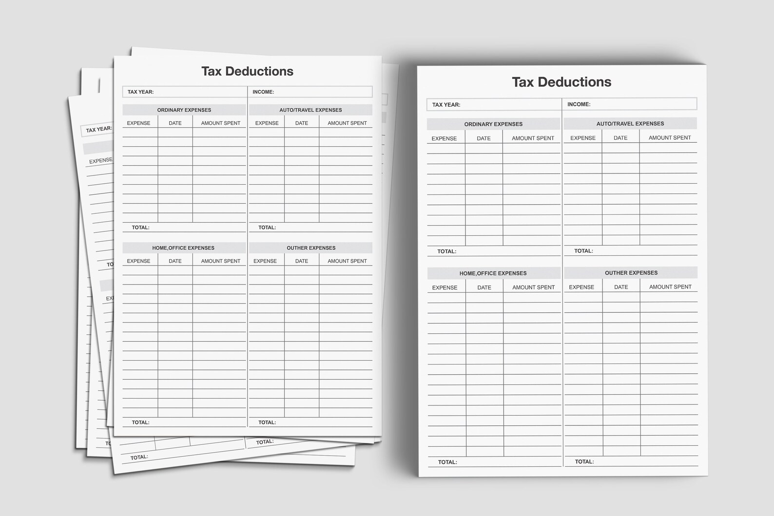 Tax Deduction Log,tax Deduction Tracker,tax Deduction Sheet,tax Write ...