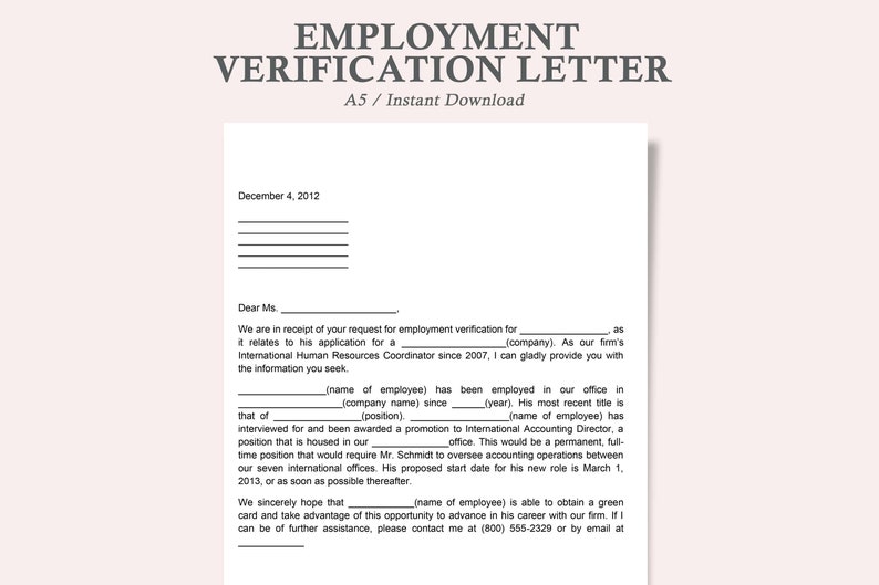 Employment Verification Letter,employment Verification Letter Template ...