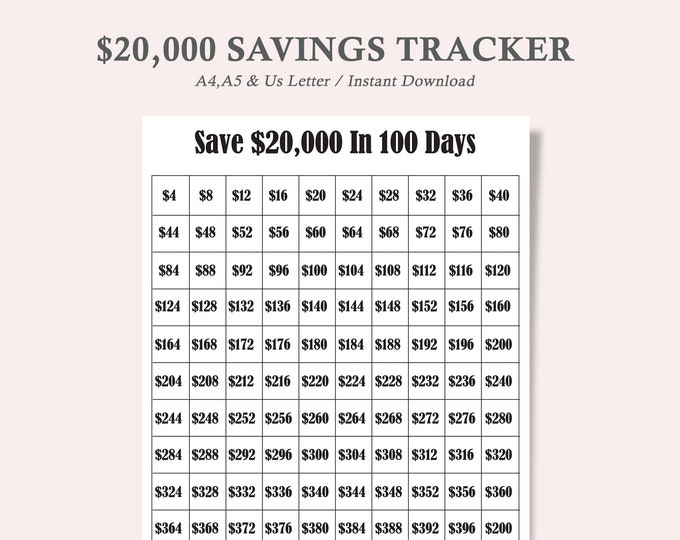 40,000 Money Saving Challenge Printable / Save 40,000 in 100 Days ...