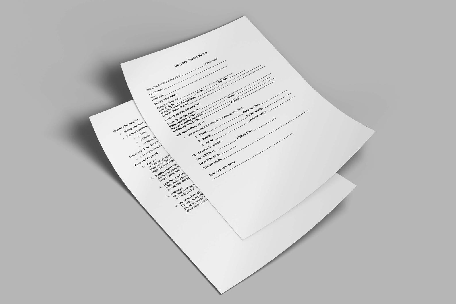 Daycare Contract,daycare Agreement,daycare Contract Template,daycare ...