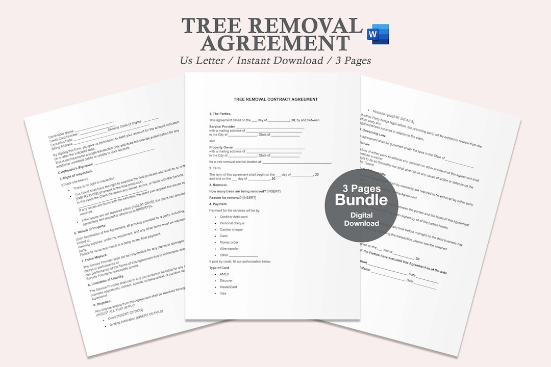 Tree Removal Contract Template,sample Contract for Tree Removal ...