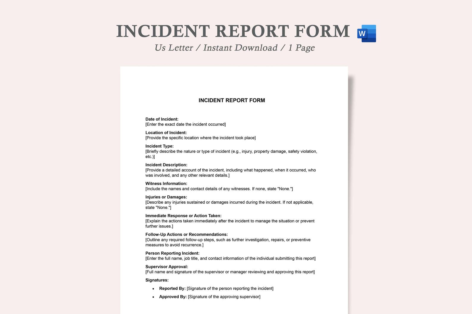 Incident Report Form,incident Report Template Word,incident Form ...