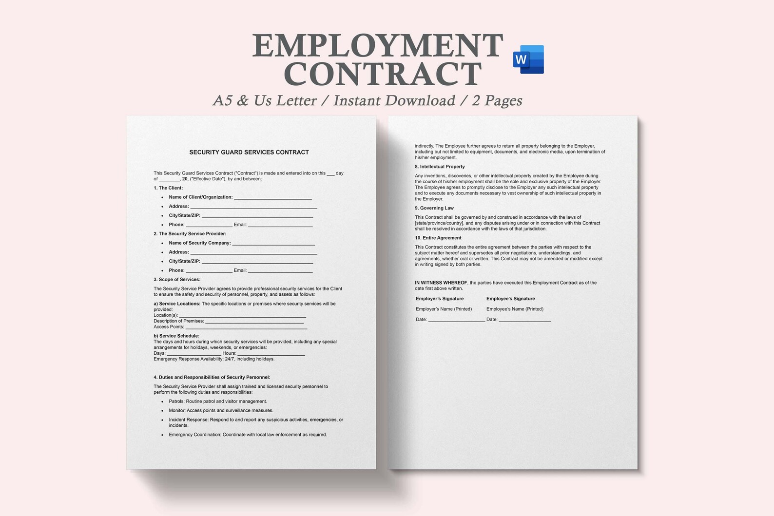 Employment Contract,employment Contract Template,employment Agreement ...