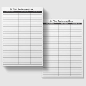 Filter Replacement Log,air Filter Log,air Filter Planner,ac Filter Log ...