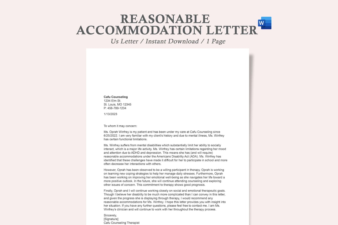 Reasonable Accommodation Letter,reasonable Accommodation Sample Letter ...