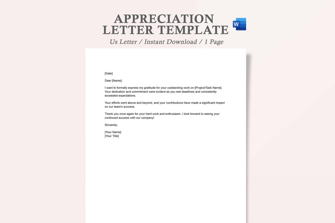 Appreciation Letter Template,employee Appreciation Template ...