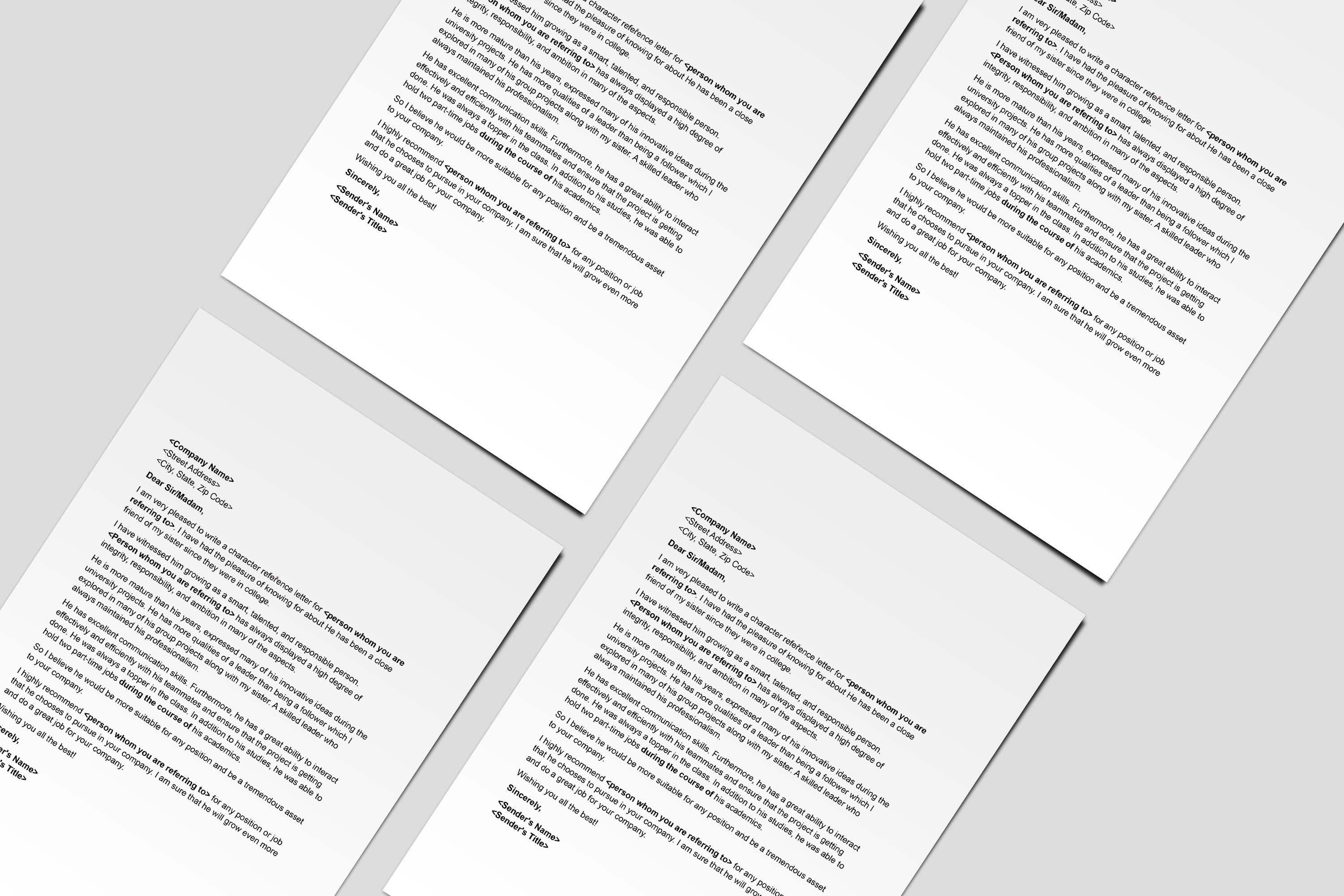 Character Reference Letter,character Reference Template,character ...