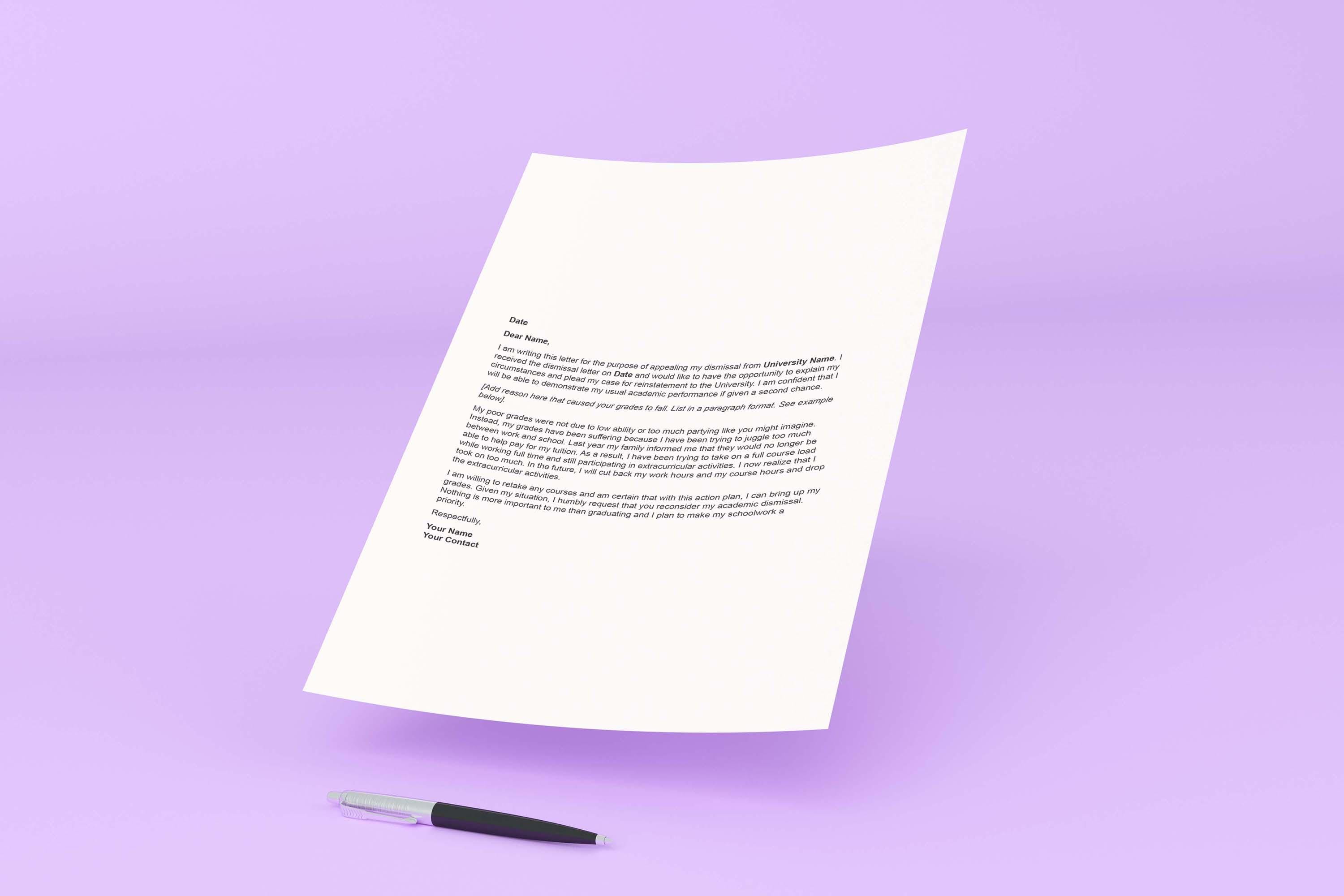 Academic Dismissal Appeal Letter,academic Dismissal Appeal Letter ...