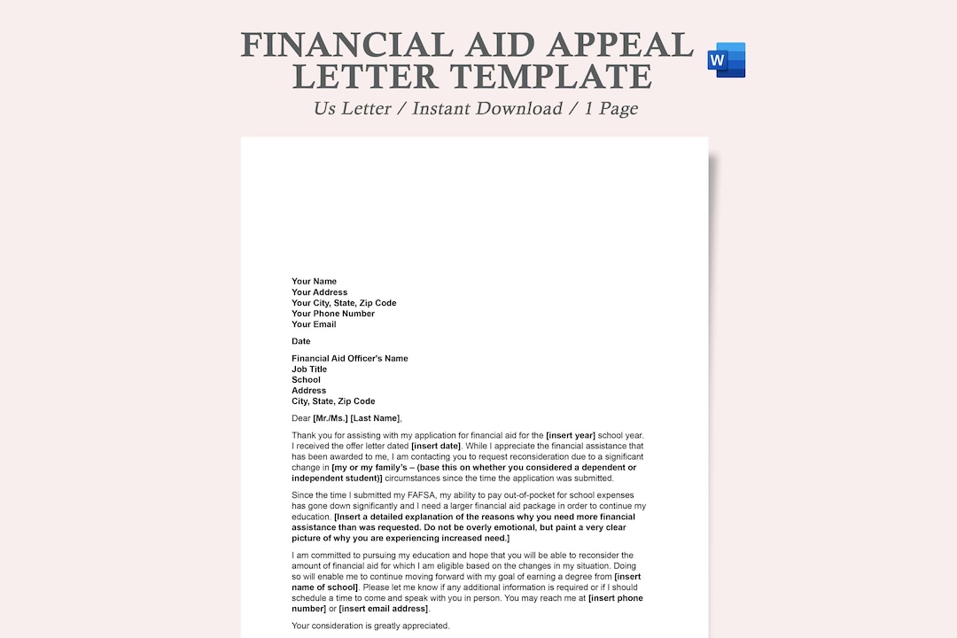 Financial Aid Appeal Letter Template,financial Aid Appeal Letter,appeal ...