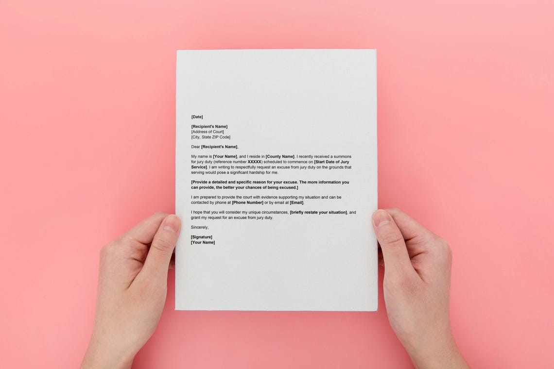 Jury Duty Excuse Letter,jury Duty Letter Template,jury Duty Sample ...