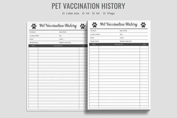 pet-vaccination-history-printable-formvaccine-logpet-report-etsy