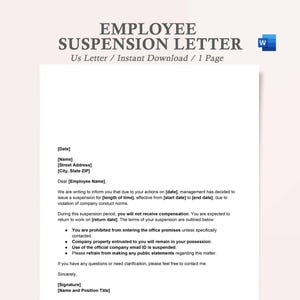 Employee Suspension Letter,letter of Suspension Template,staff ...