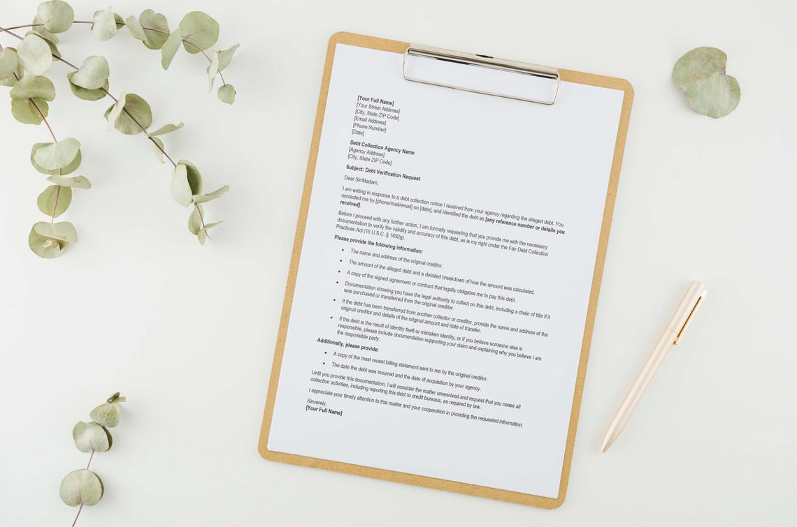 Debt Verification Letter Template,debt Verification Letter,letter of ...