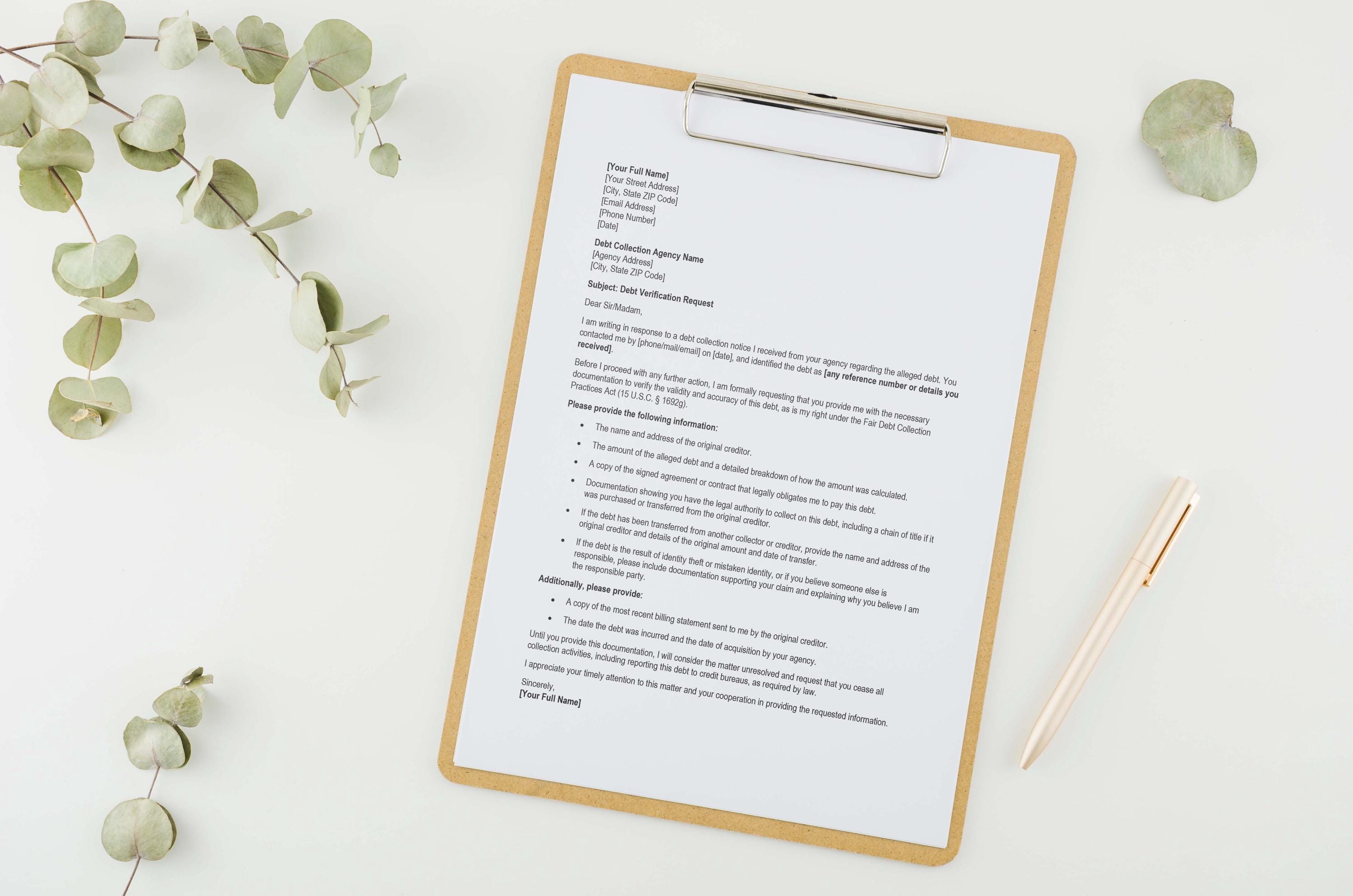 Debt Verification Letter Template,debt Verification Letter,letter of ...