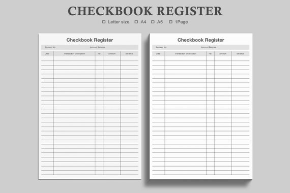 Checkbook Registercheckbook Tracker Financial Planner - Etsy