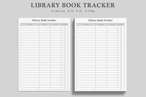 Library Book Trackerlibrary Trackerbook Plannerreading | Etsy