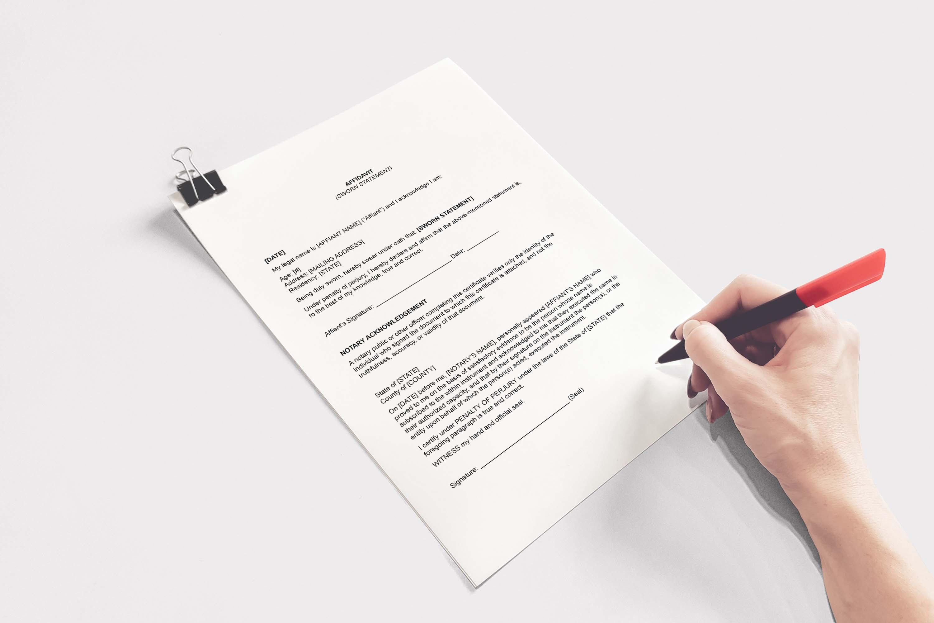 Affidavit Template,sample Affidavit Letter,example of Letter of ...