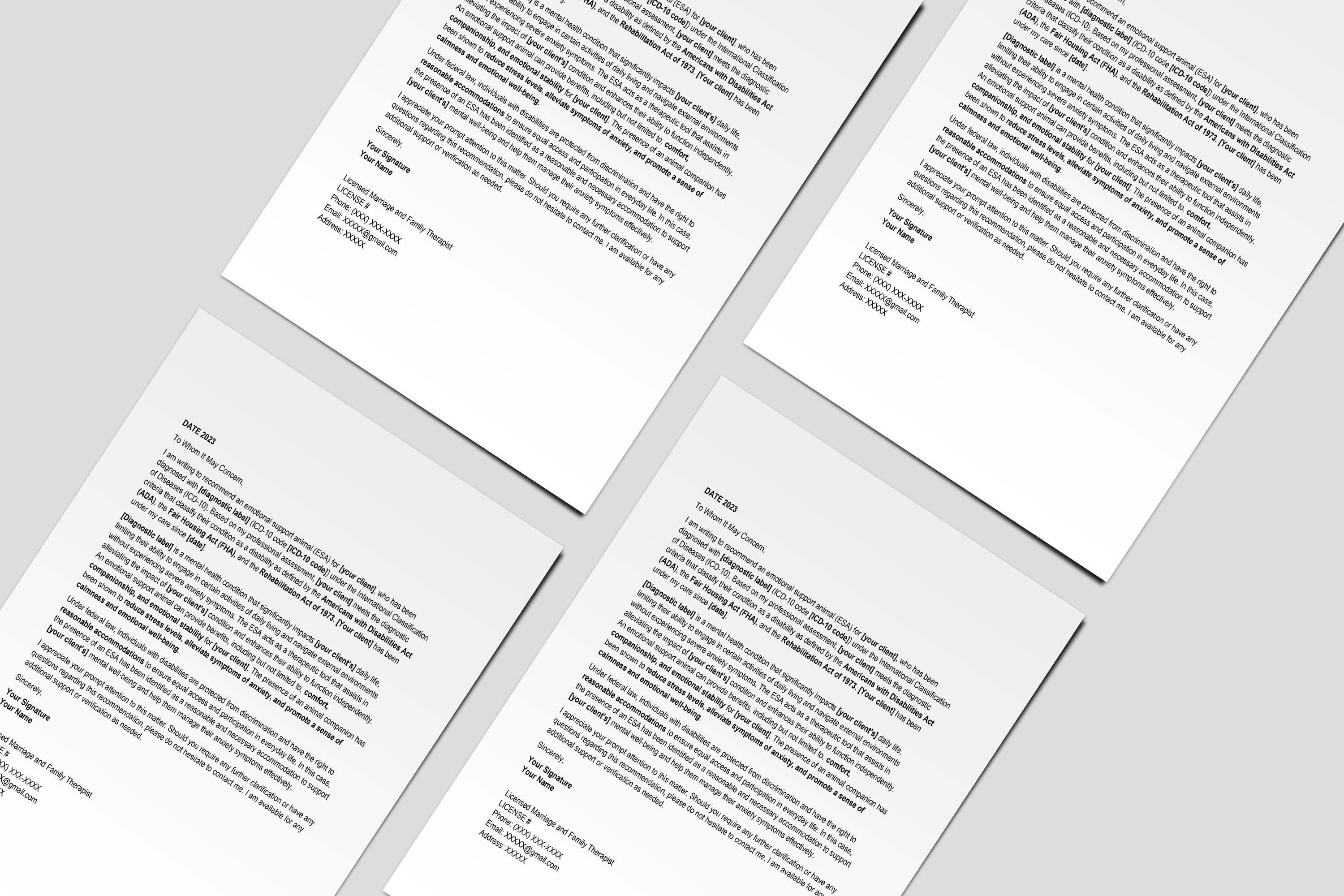 Emotional Support Animal Letter,esa Letter,esa Letter Template,support ...